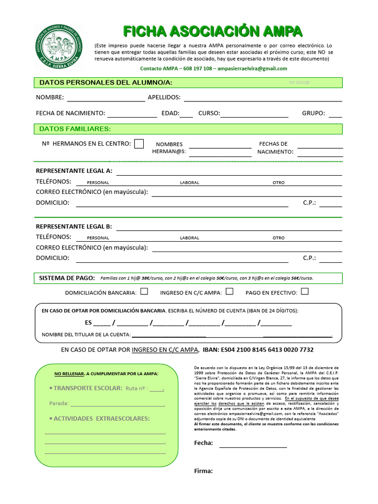 Ficha Ampa 20222023 | PDF