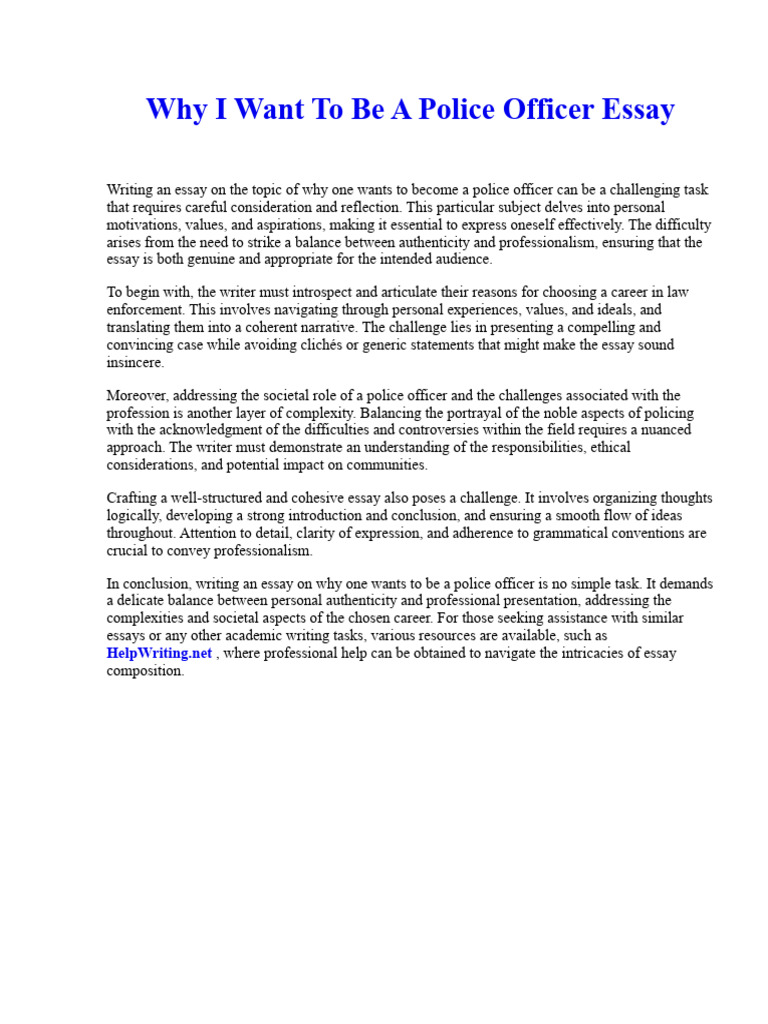 Why I Want To Be A Police Officer Essay | PDF | Essays | Motivation