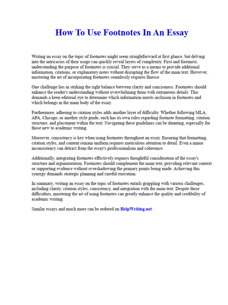 How to Use Footnotes in an Essay | PDF | Citation | Note (Typography)