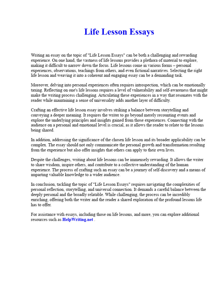 Life Lesson Essays | PDF | Essays | Experience