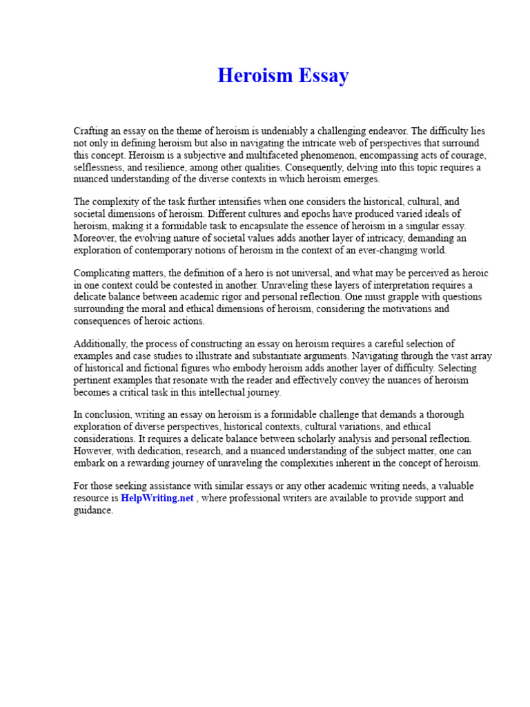 Heroism Essay | PDF | Hero | Essays