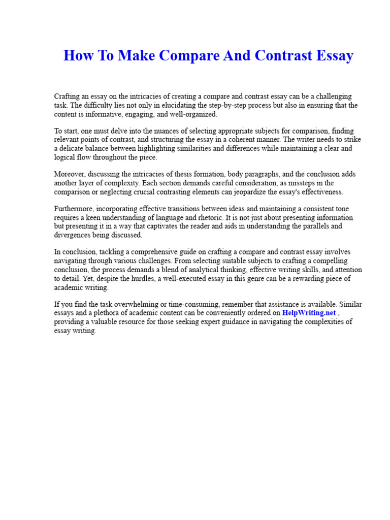 How To Make Compare and Contrast Essay | PDF | Essays | Learning