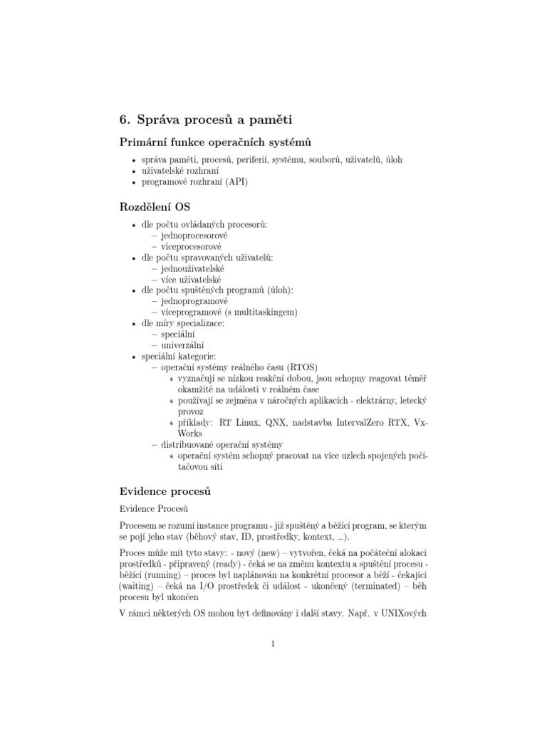 6 Sprava Pameti A Procesu | PDF