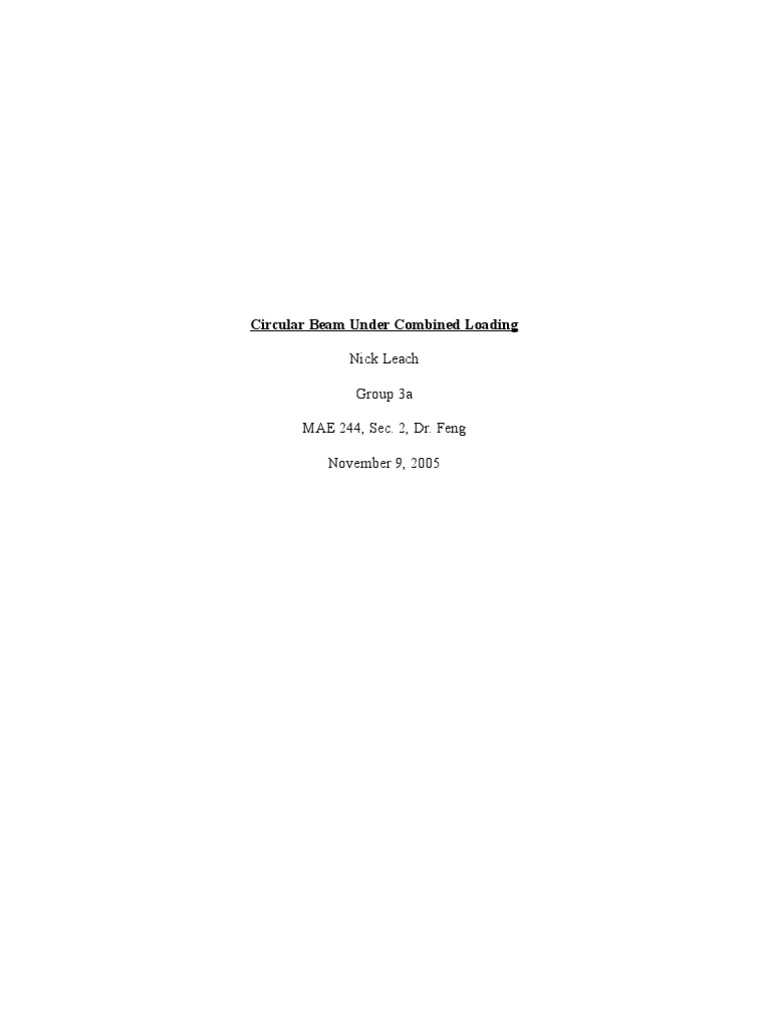 Lab 5 Combined Loading | PDF | Stress (Mechanics) | Bending