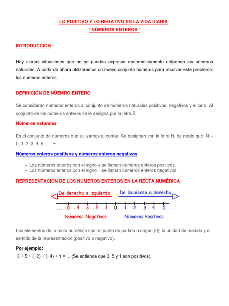 Introducción a los Números Enteros | PDF | Entero | Números