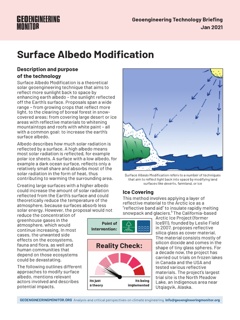 Surface Albedo Modification | PDF | Solar Energy | Earth Sciences