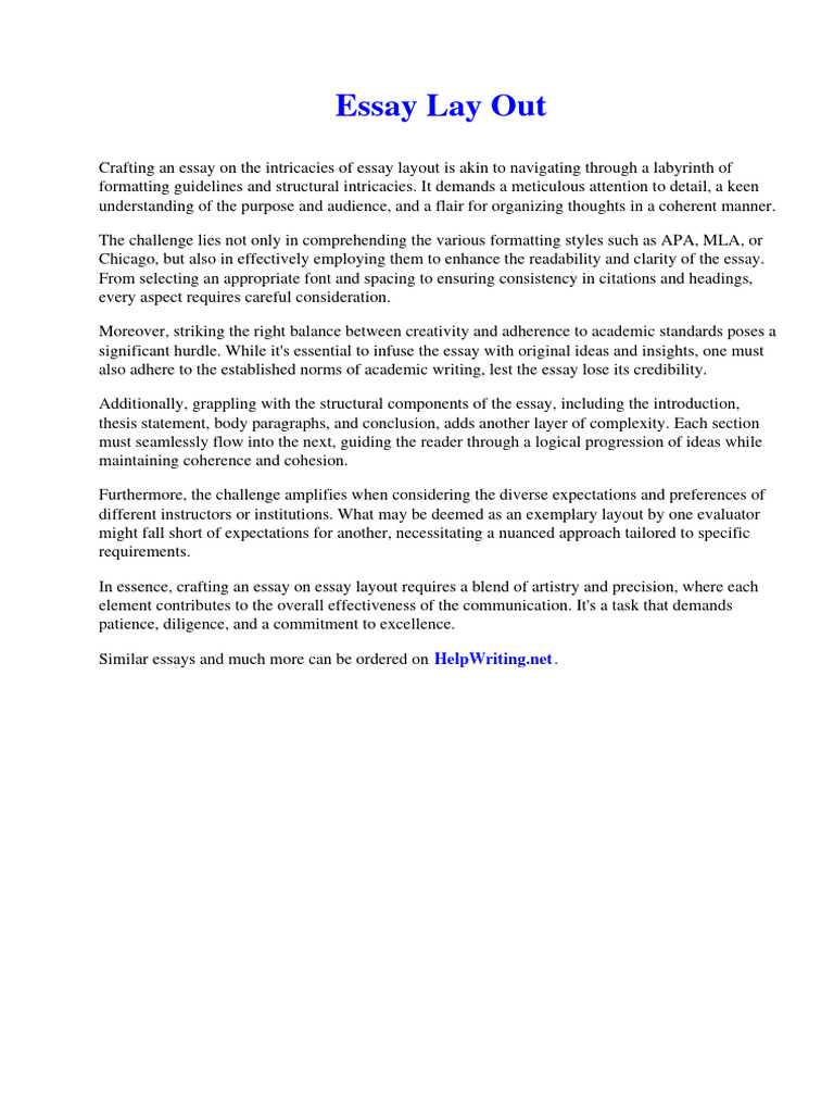 Essay Lay Out | PDF | Essays | Citation