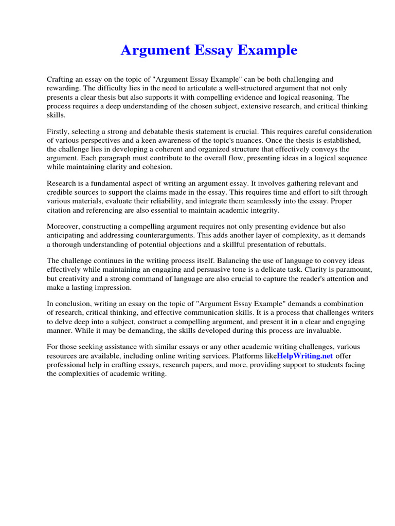 Argument Essay Example | PDF | Essays | Critical Thinking