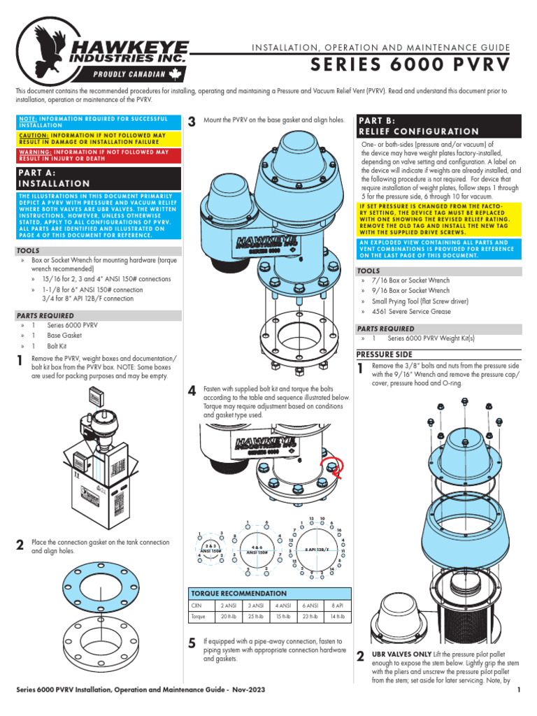 IOM-SERIES-6000-PVRV | PDF | Screw | Valve