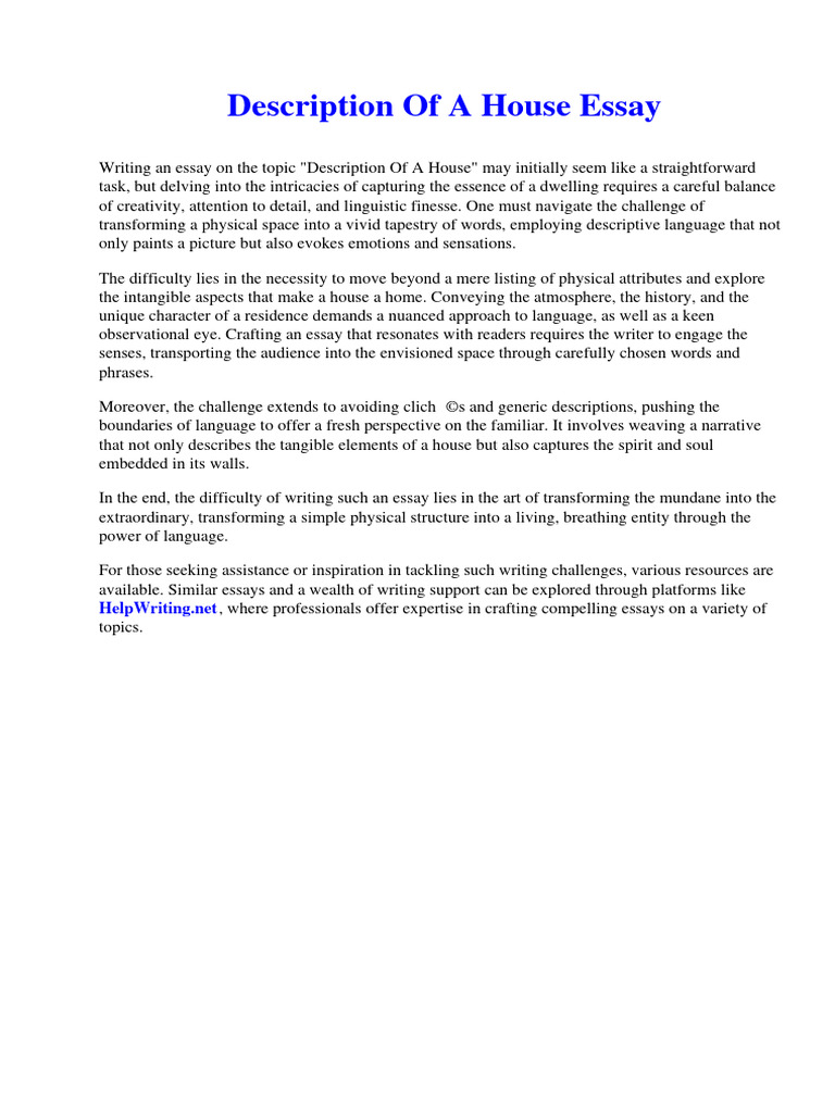 Description of A House Essay | PDF | Essays