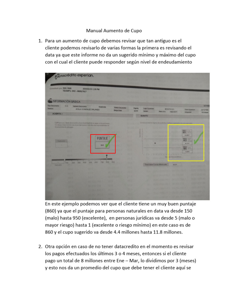 Manual Aumento de Cupo | PDF
