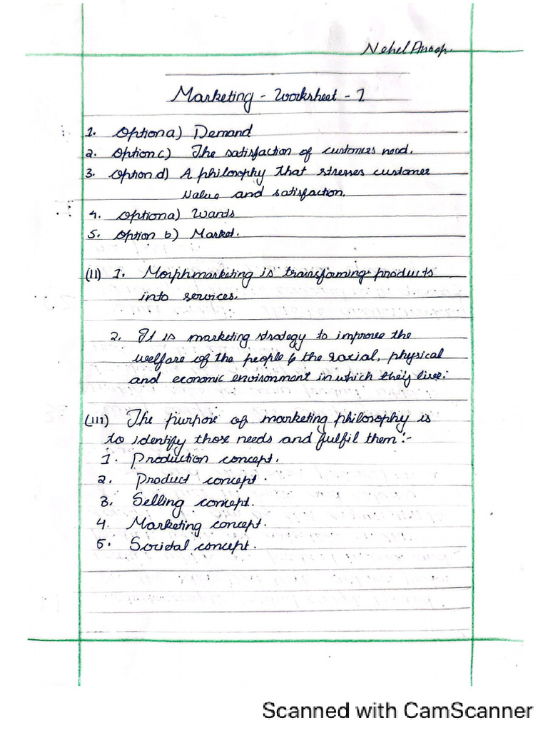 Marketing Worksheet | PDF