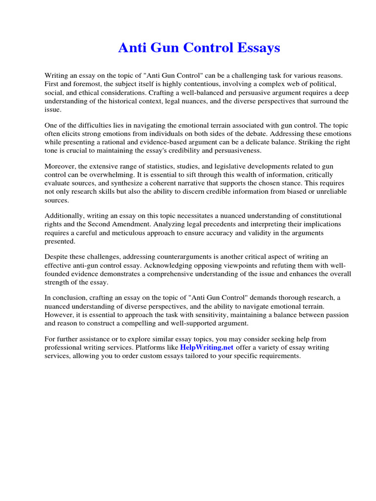 Anti Gun Control Essays | PDF | Essays | Argument