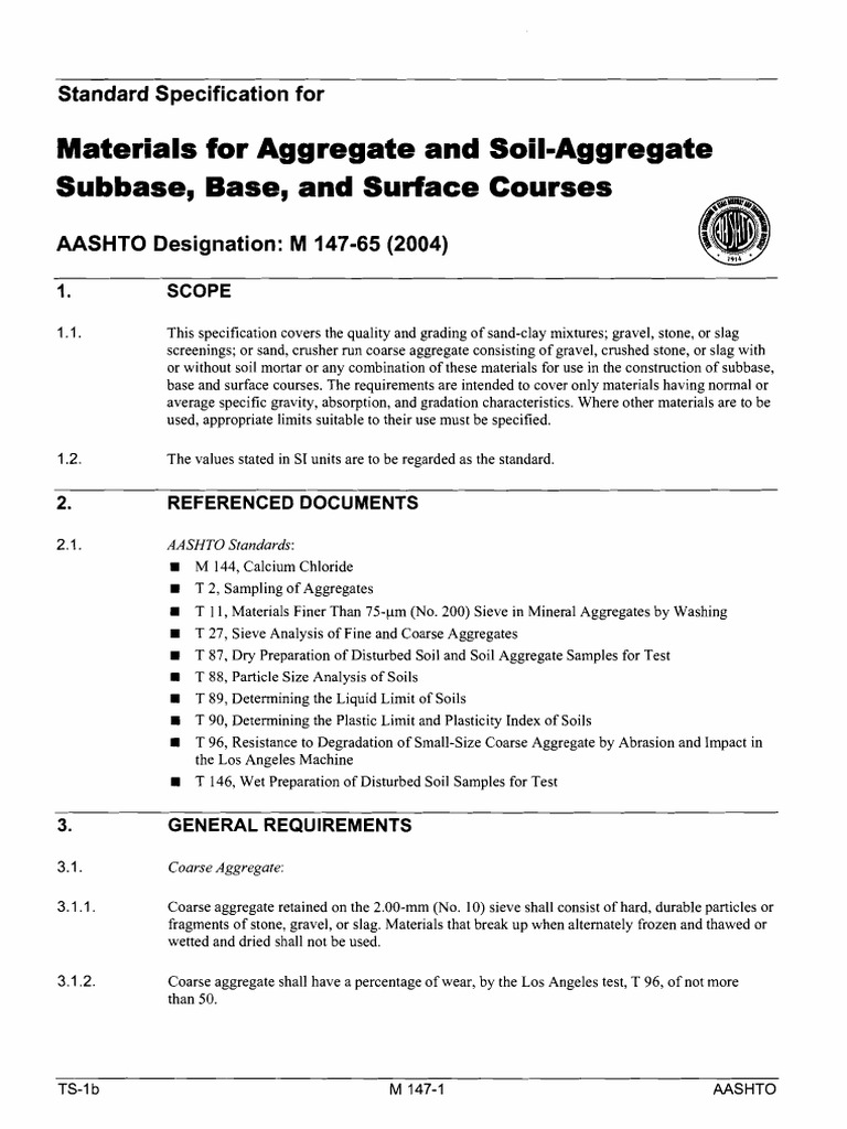 AASHTO M 147-65 Aggregate Specifications | PDF | Construction Aggregate ...