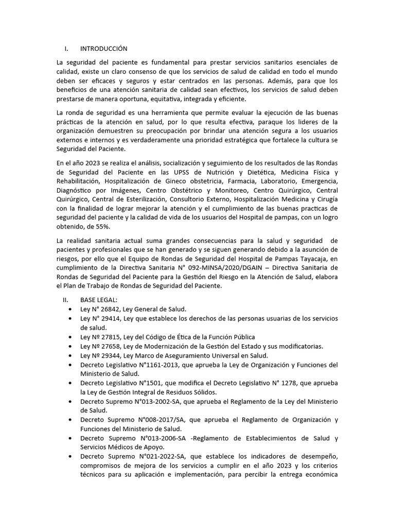 Plan de Rondas 2024 | PDF | Hospital | Seguridad del paciente