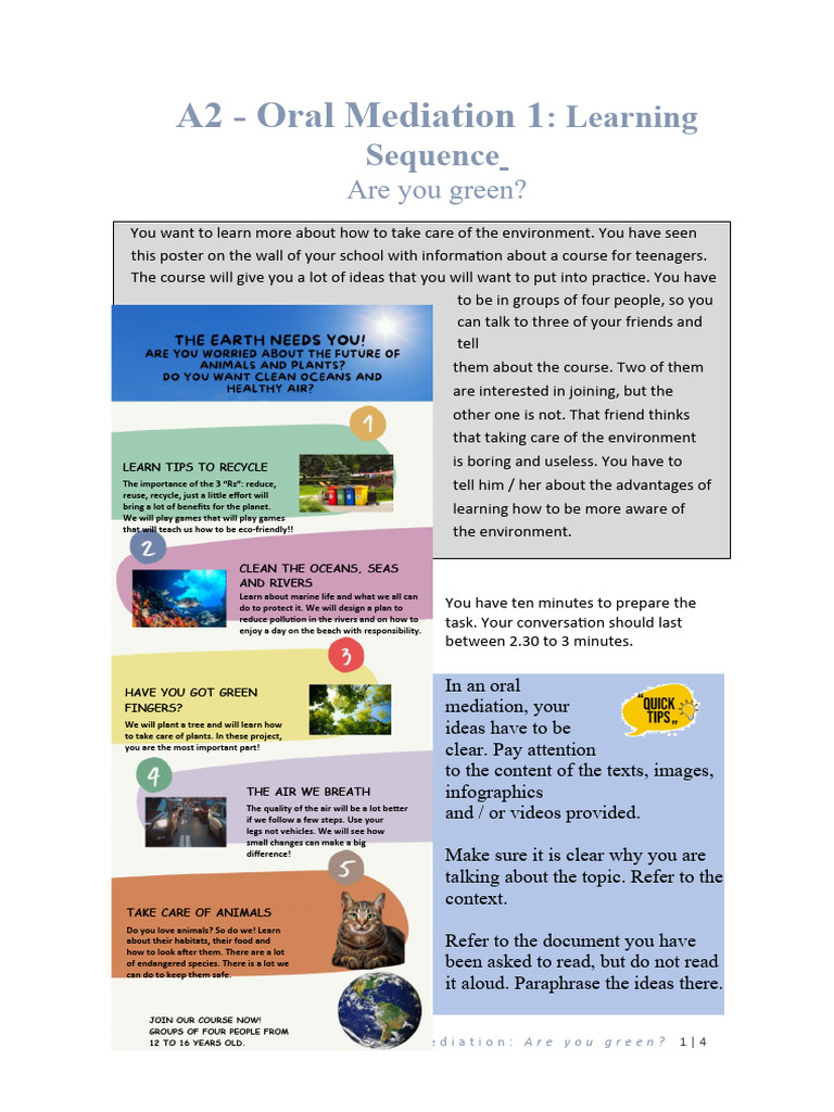 1 2 ARE YOU GREEN OralMediation LearningSequence | PDF | Recycling ...