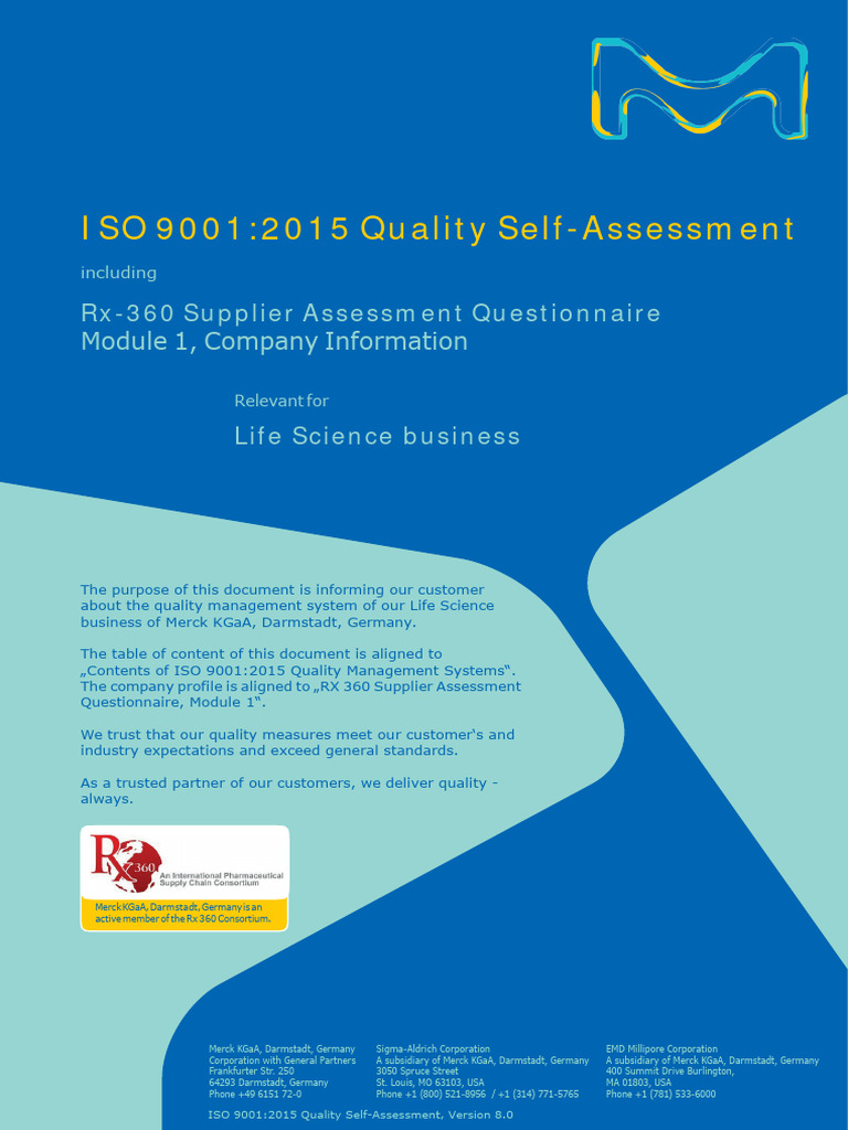 Iso 9001 Quality Self Assessment rx360 Saq | PDF | Quality Management ...