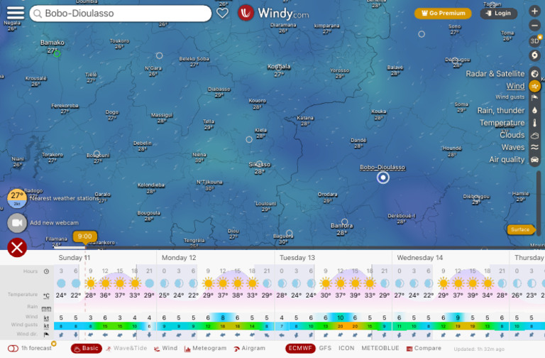 Windy Bobo-Dioulasso Weather Forecast | PDF | Nature | Scientific Phenomena