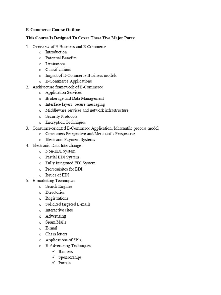 E-Commerce Course Structure and Syllabus | PDF | E Commerce | Electronic Business