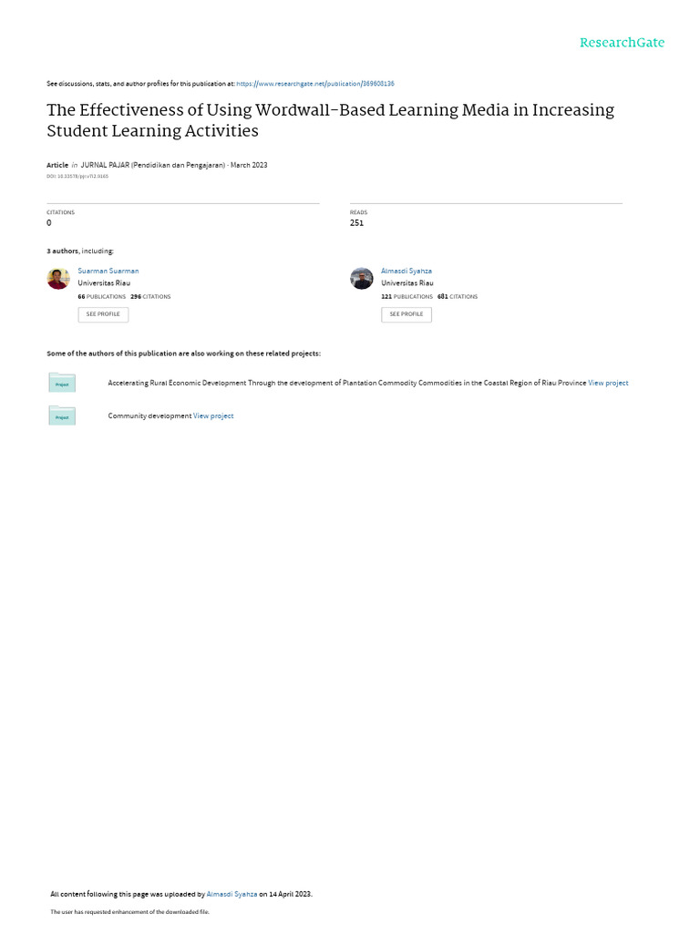 2023 Vanessa Almasdi EfektifitasPenggunaan7no2 | PDF | Learning | Teachers