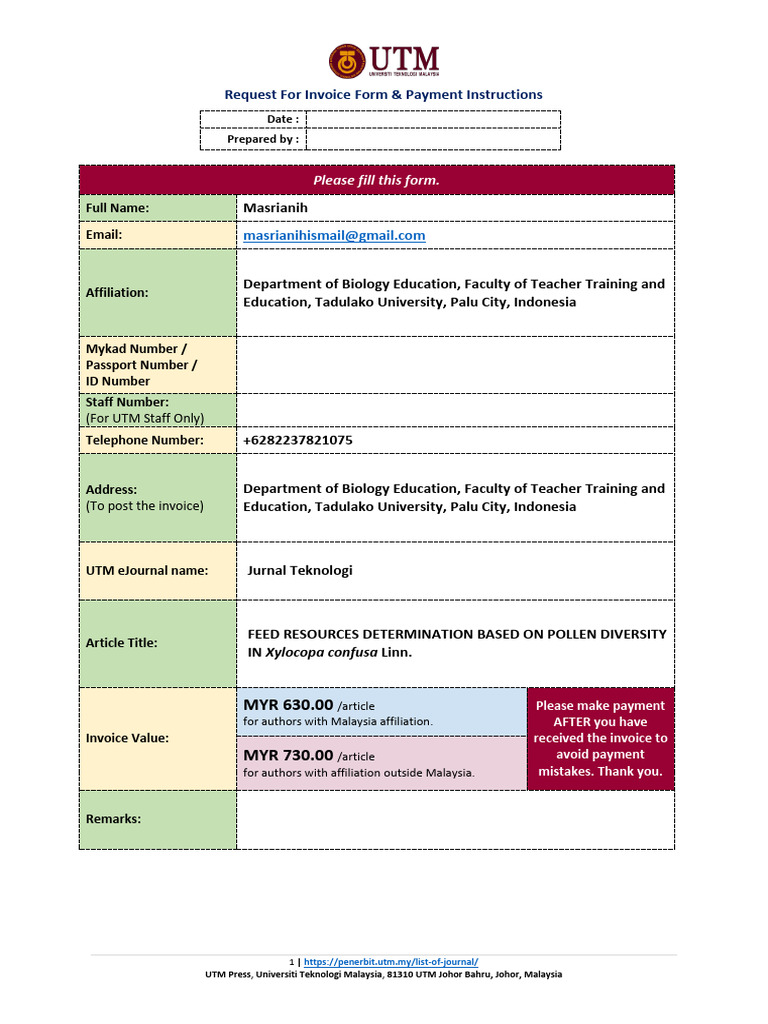 UTM Invoice Request & Payment Guide | PDF | Payments | Cheque