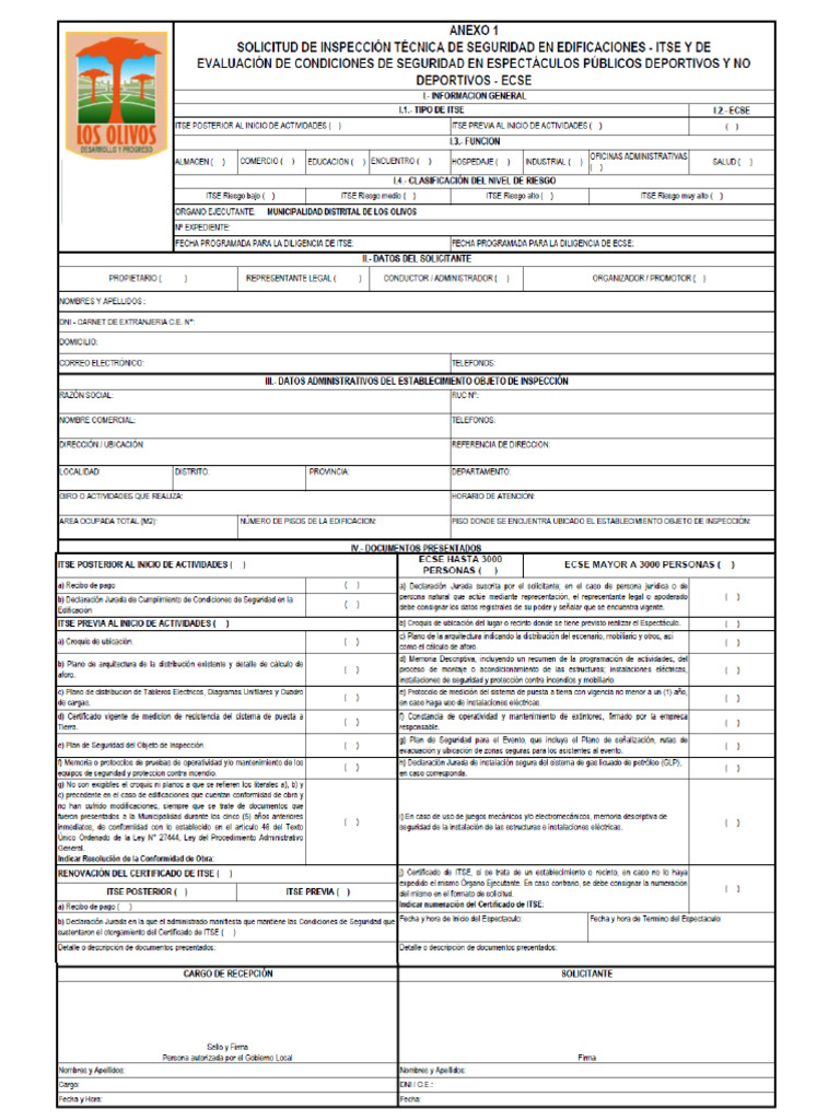 Anexo-1-Solicitud de Inspeccion Tecnica de Seguridad en Edificaciones | PDF