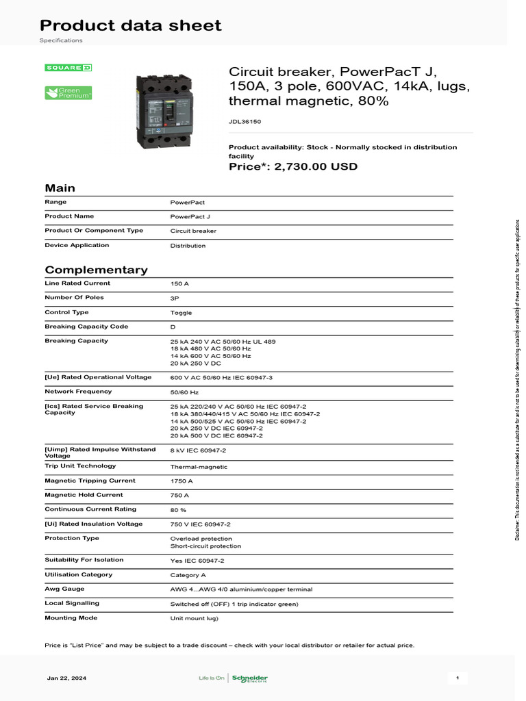 Schneider Electric - PowerPacT-JFrame-Molded-Case-Circuit-Breakers ...
