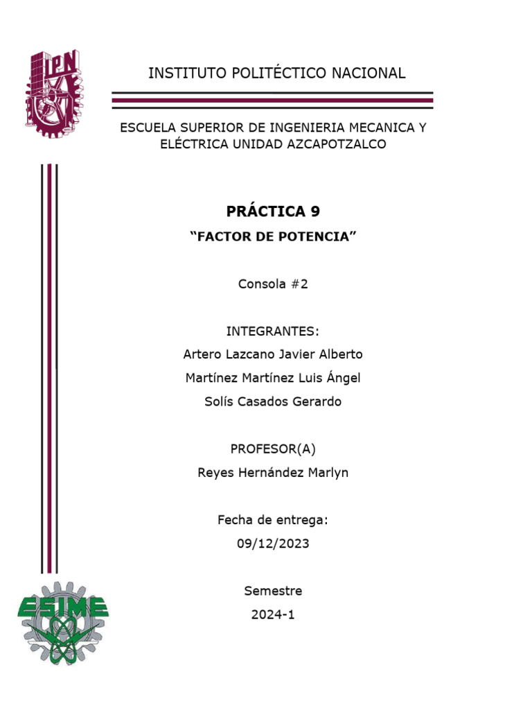 Practica 9 | PDF | Energia electrica | Naturaleza