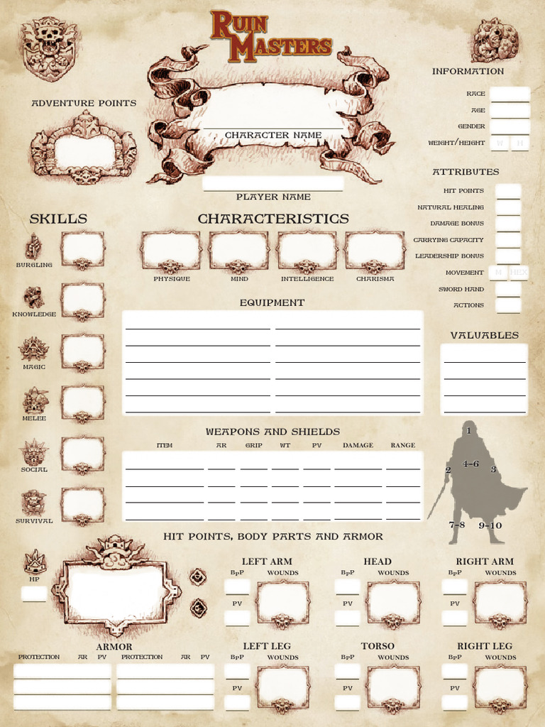 RuinMasters Character Sheets | PDF | Role Playing Games