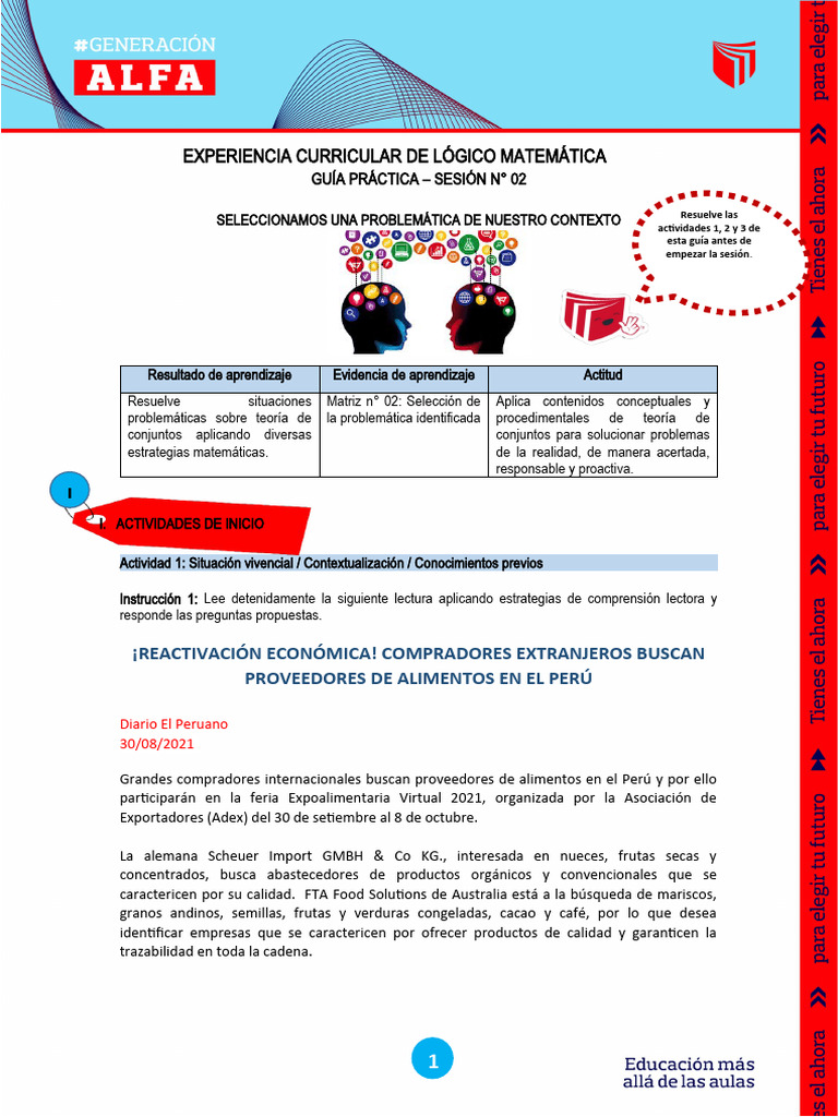 Guía Práctica - Sesión #02 (2) - Logico Matematico | PDF | Conjunto (Matemáticas) | Vegetales