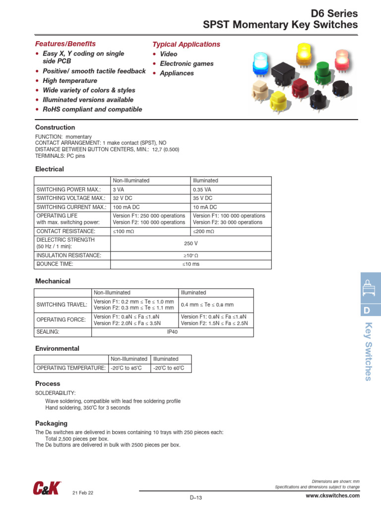 d6 Switch | Download Free PDF | Switch | Soldering