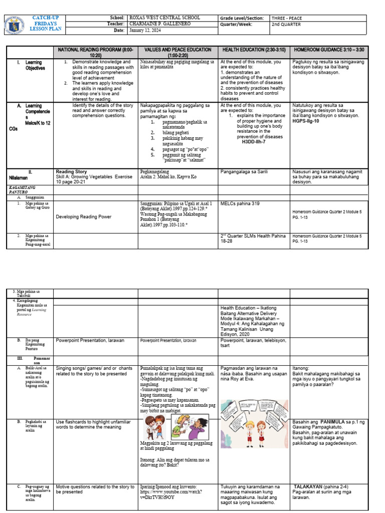 Catch Up Friday Grade Three | PDF