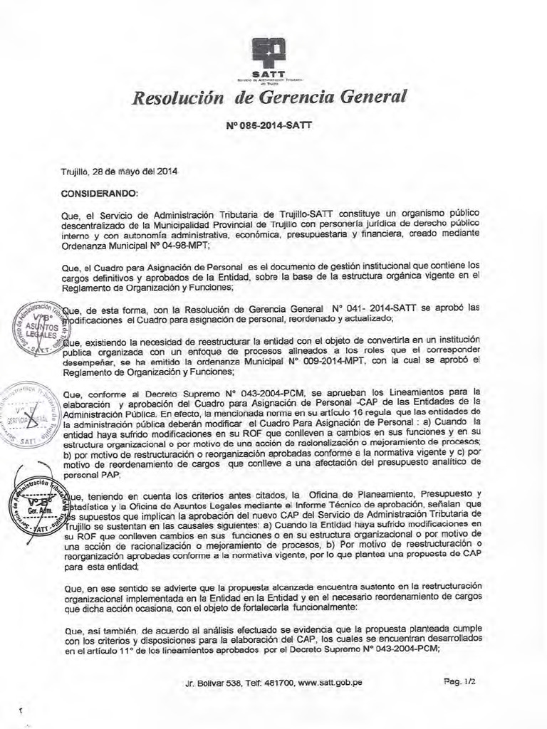 RGG 085-2014-Satt (Cap 2014) | PDF