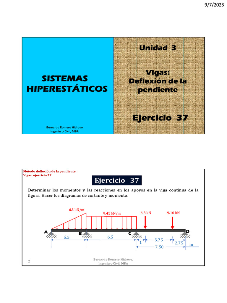 Microsoft PowerPoint - 2023-04-17 SH U3 7 Ej 37 Pendiente Deflexión Vigas-T | PDF | Rigidez ...