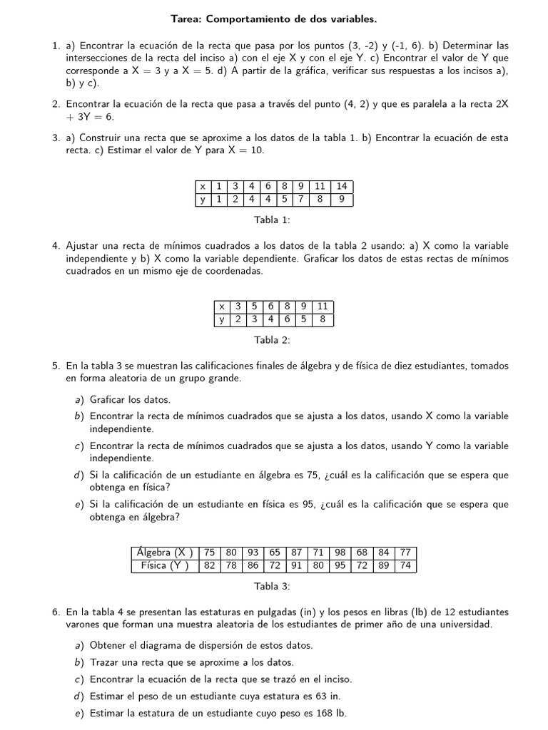 Tarea Ajustes de Curvas | PDF | Mínimos cuadrados | Ecuaciones