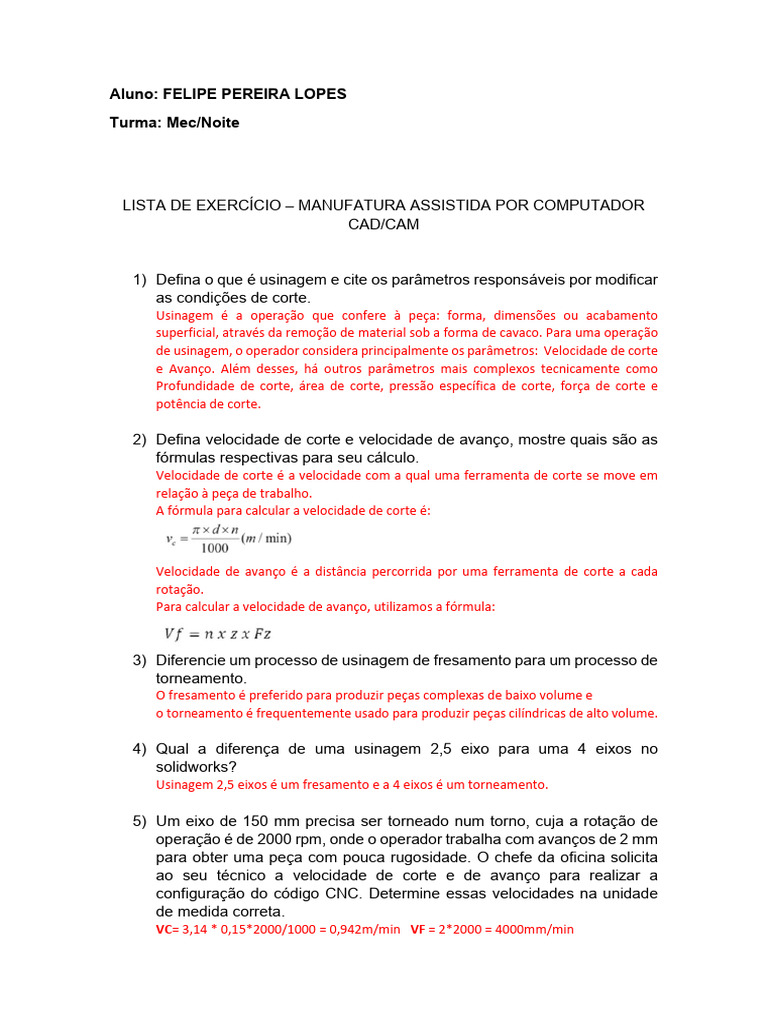 Lista de Exercício - Mec.22.1 - Felipe Lopes | PDF | Desperdício | Reciclagem