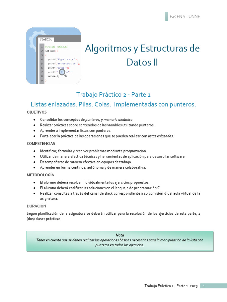 Algoritmos: Listas, Pilas y Colas | PDF | Puntero (Programación de computadora) | Desarrollo de ...