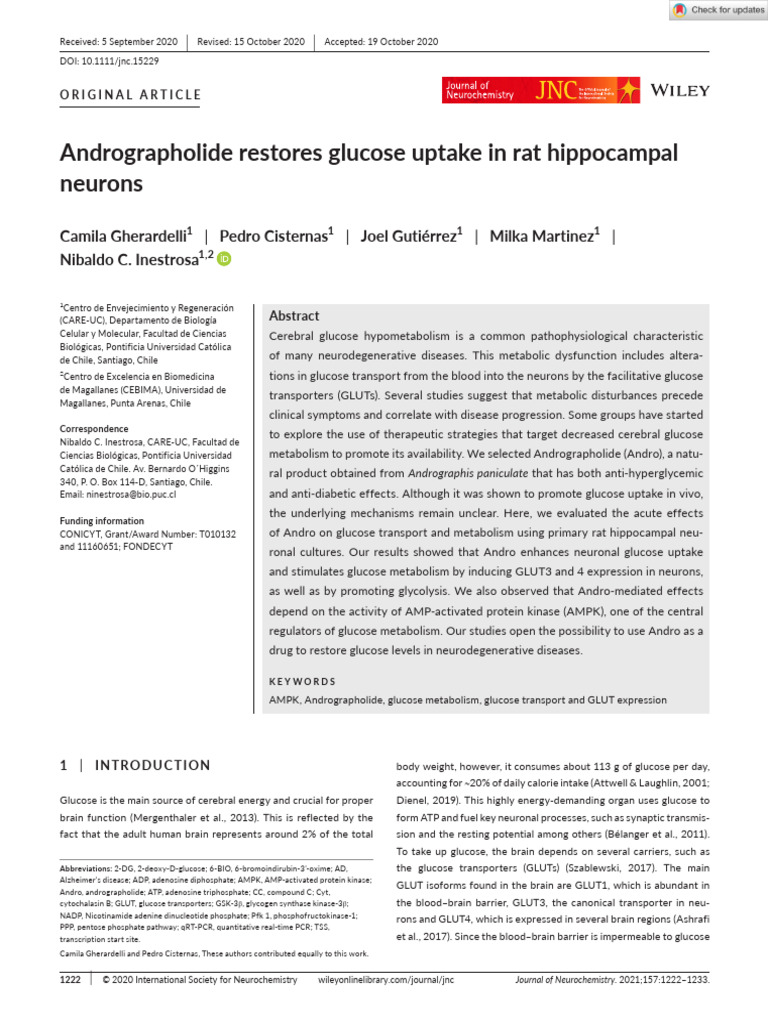 2 Glucosa y Neuronas - Journal of Neurochemistry - 2020 - Gherardelli ...