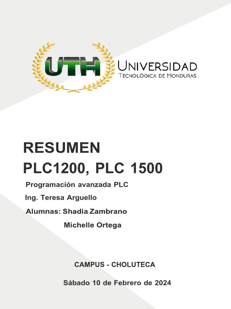 Tarea PLC S7-1500 | PDF | Controlador lógico programable | Automatización