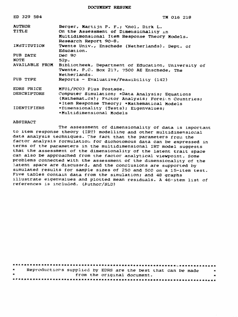 REF MIRT-1b On The Assessment of Dimensionality in Multidimensional Item Response Theory Models ...