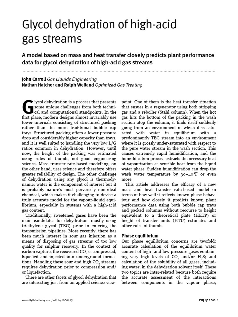 Glycol Dehydration of High-Acid Gas Streams | PDF | Solubility | Materials