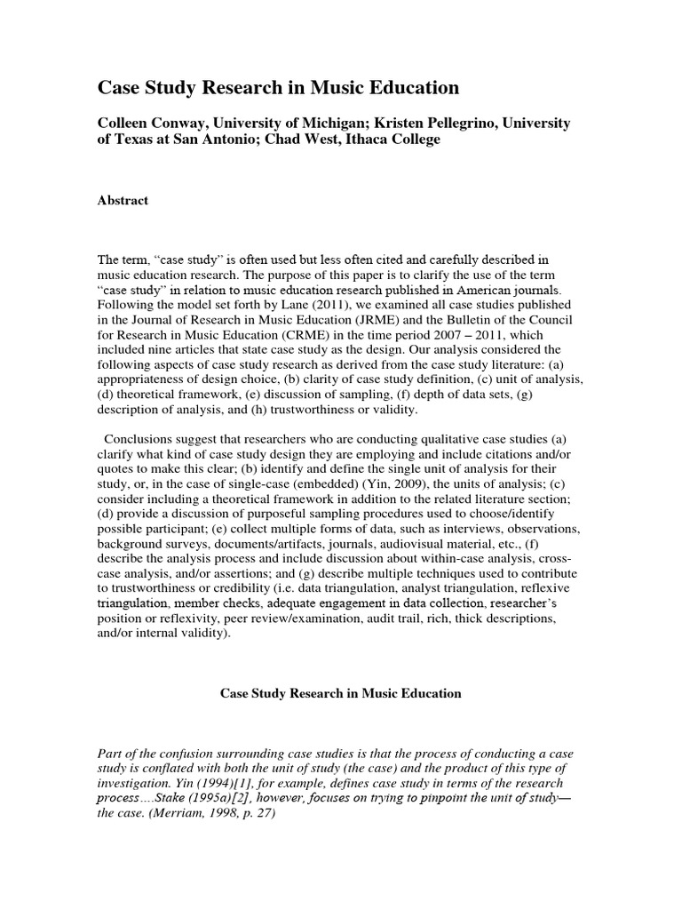 Case Study Insights in Music Education | PDF | Qualitative Research ...