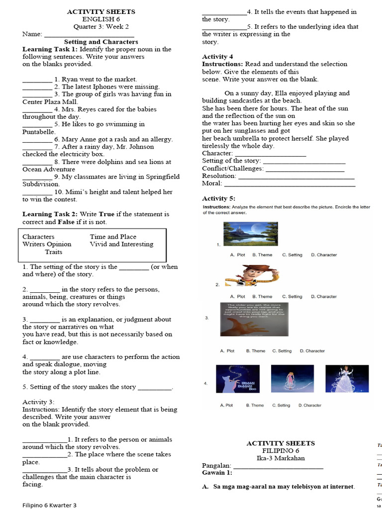 ENGLISH 6 Activity Sheet Q3 W2 | PDF