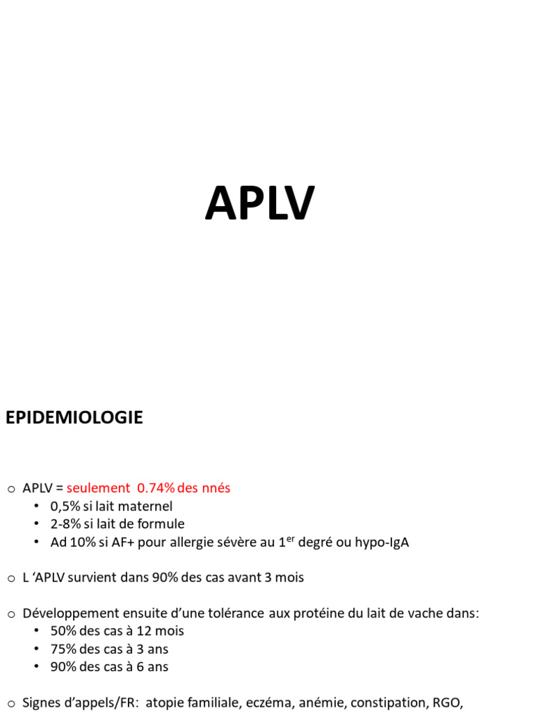 APLV | PDF | Allergie | Médecine clinique