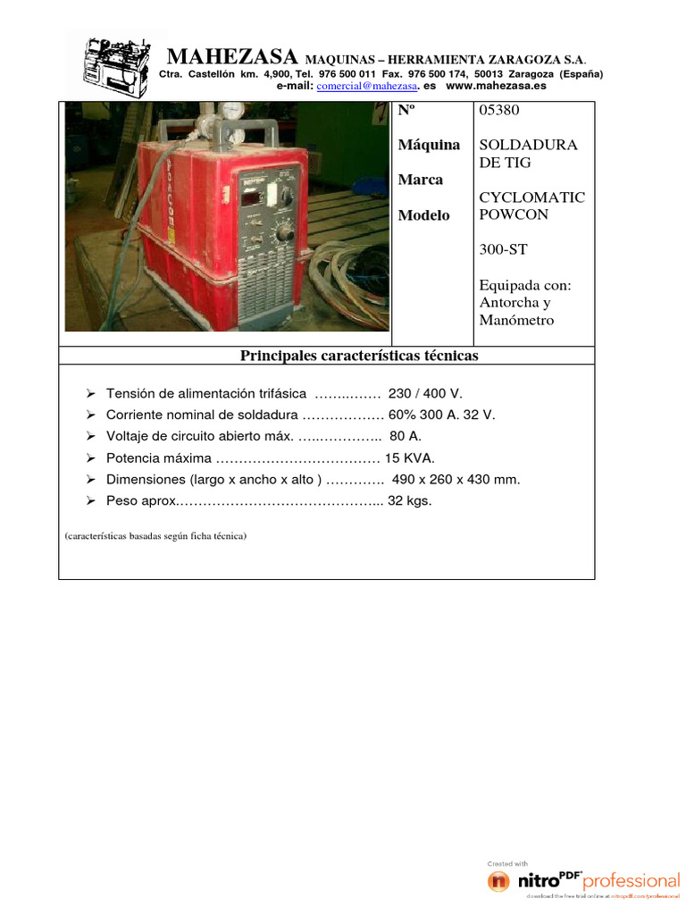 Máquina de Soldar TIG Powcon 300-ST | PDF