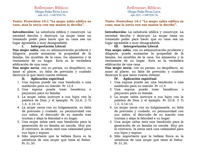 La Mujer Sabia Edifica Su Casa | PDF | Sabiduría | Virtud