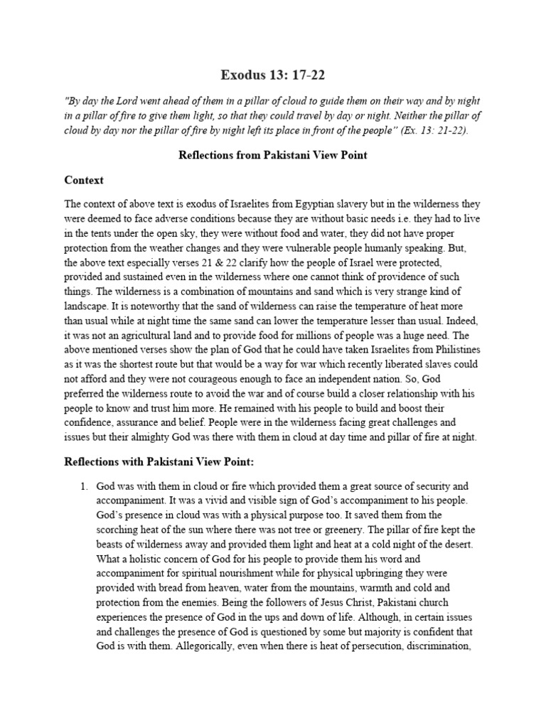 Reflections On Exodus 13. 17 To 22 | PDF | Miracle | God