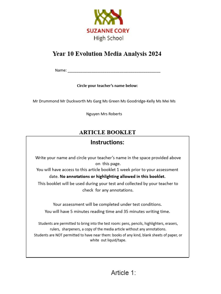 Year 10 Evolution Media Analysis 2024 | PDF | Social Science | Young Adult