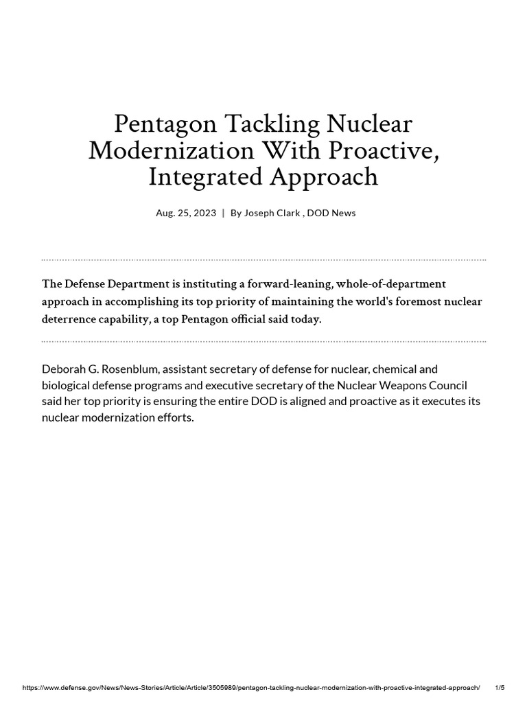 Pentagon's Nuclear Modernization - U.S. Department of Defense | PDF ...