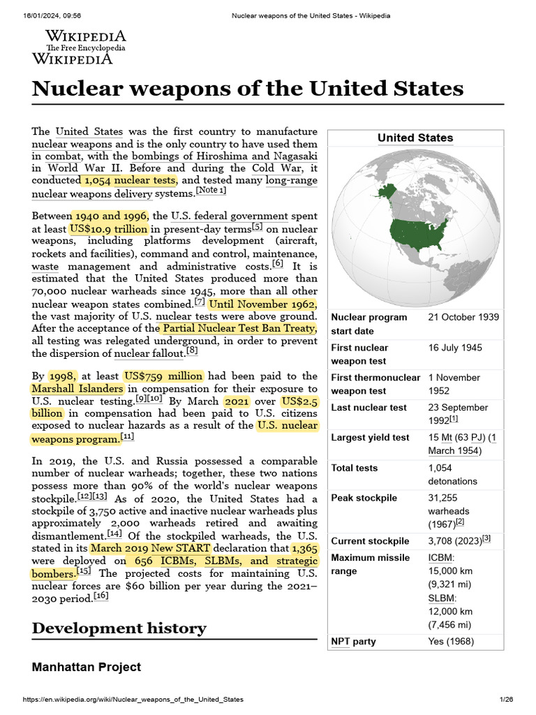US Nuclear Weapons Overview | PDF | Nuclear Weapons | Intercontinental ...